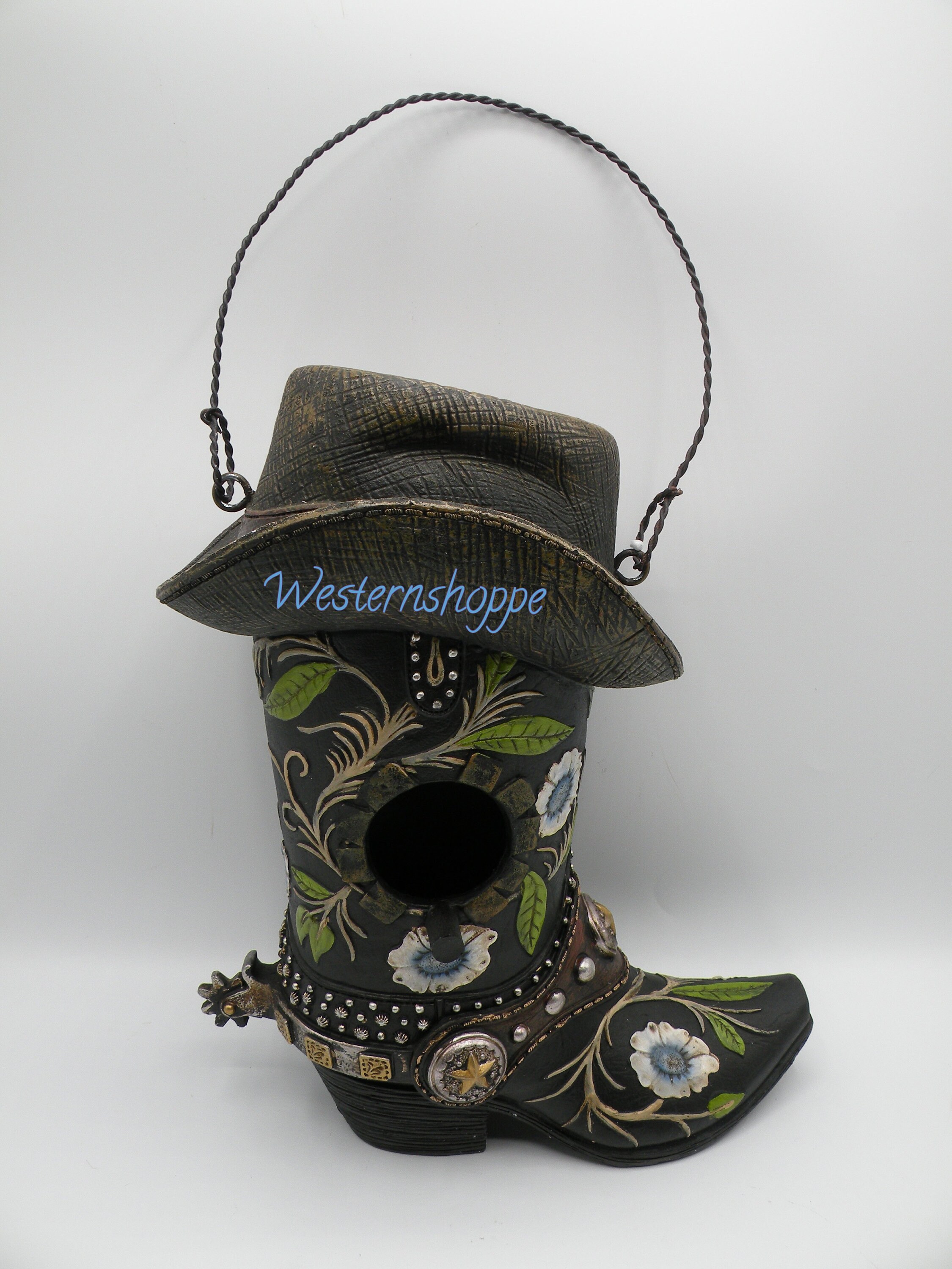 Western Boot And Cowboy Hat Birdhouse Hand Painted New | Etsy