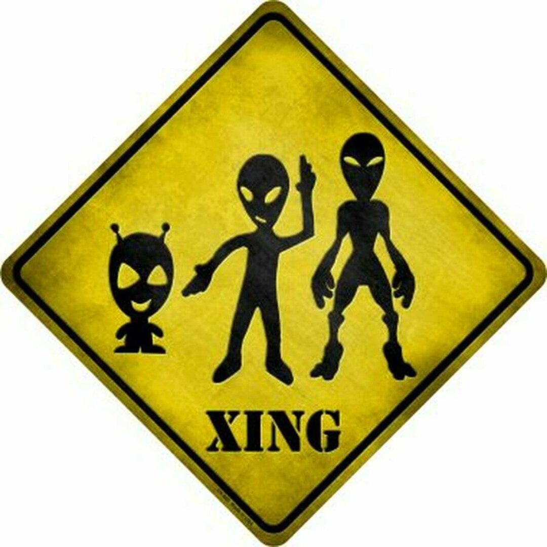 Aliens Crossing Warning Sign Large Tin Sign New Room Porch Patio Wall ...