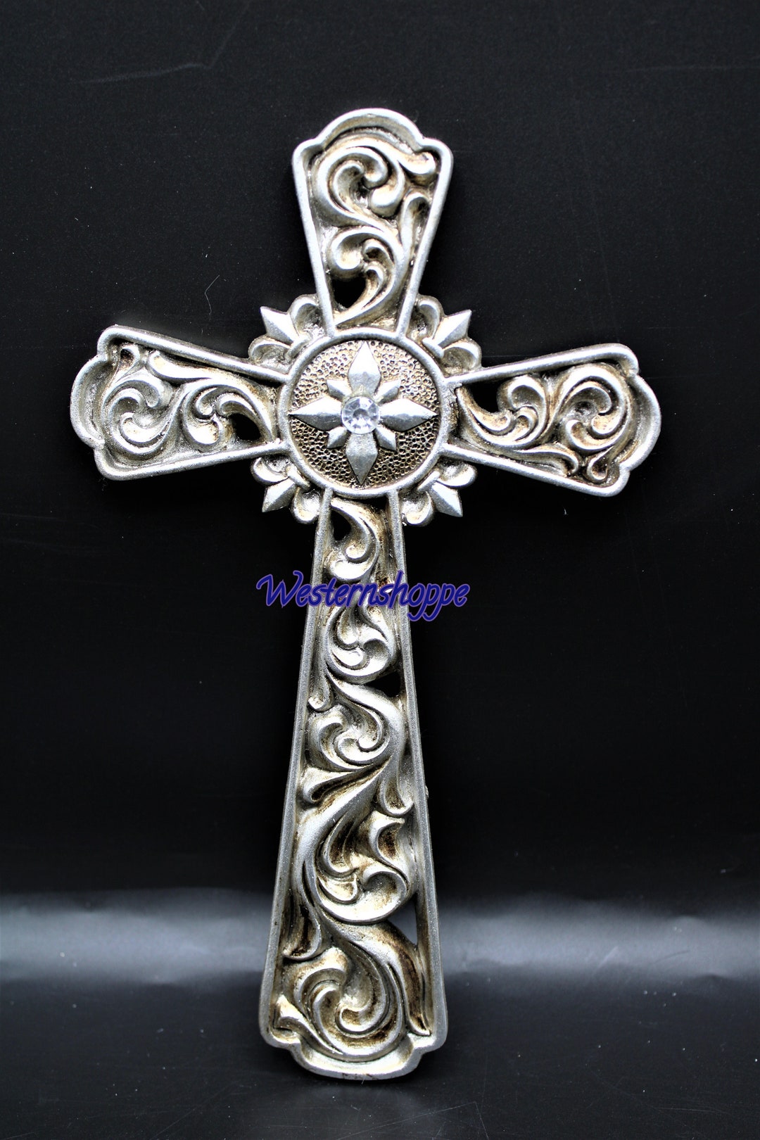 Wall Cross Design Silver Finish Beautiful Design Hand Painted - Etsy