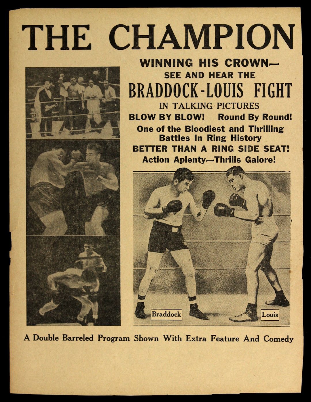 Vintage Boxing James Braddock Ad Reproduction Poster Framing Print ...