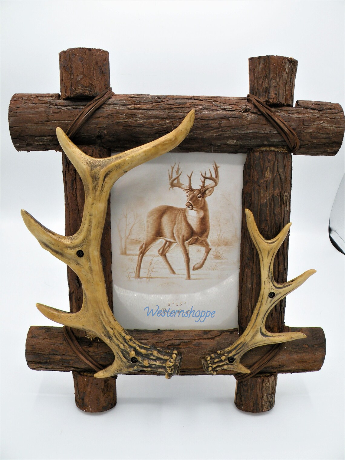 Buck Deer Antler Picture Frame Hand Painted Cabin Lodge Decor - Etsy