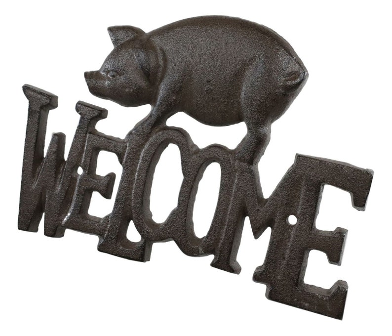 Pig Cast Iron Welcome Sign Rustic Country Farm Pig Welcome - Etsy