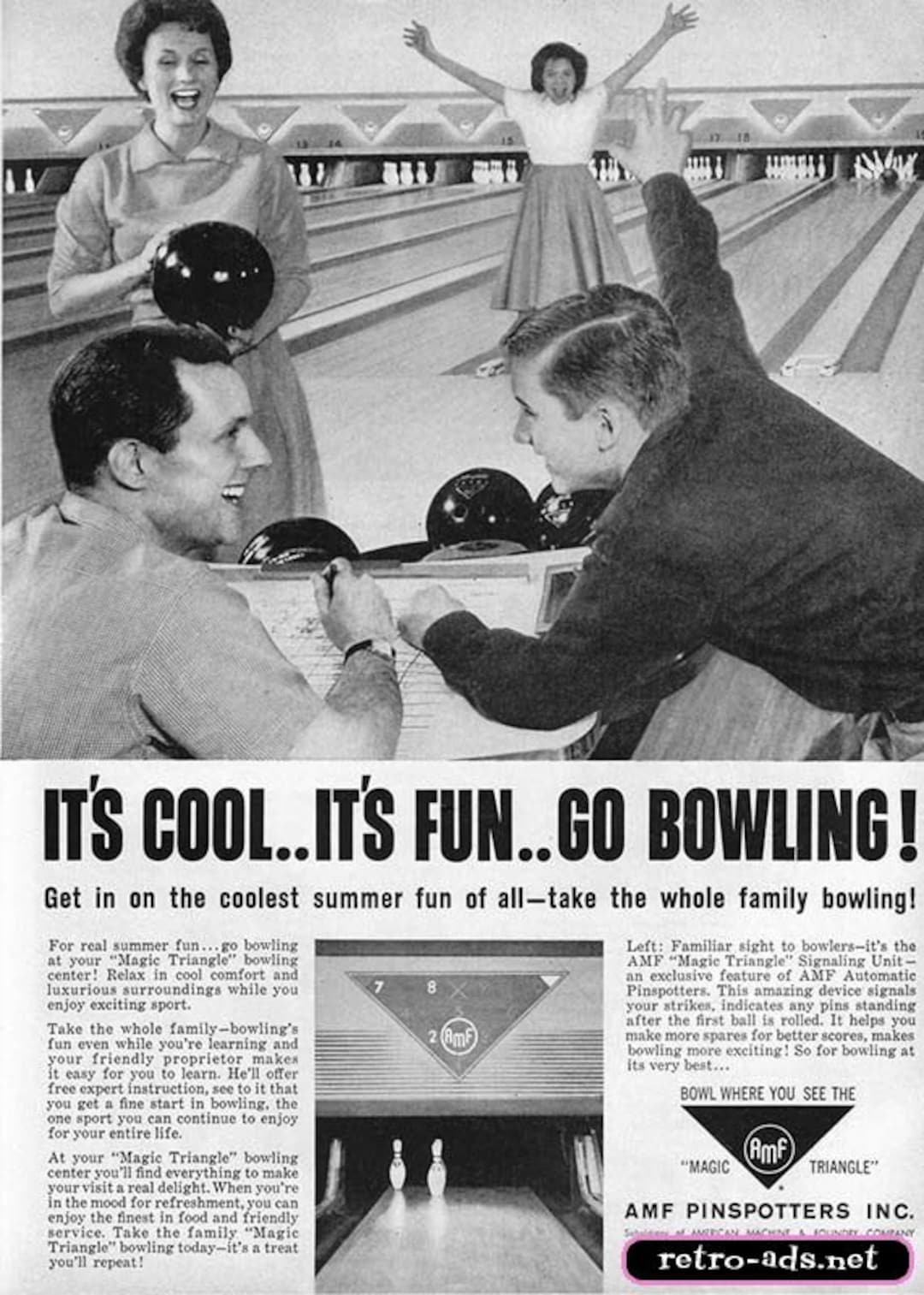 Vintage Bowling Ad Reproduction Framing Print Vintage Advertising Wall ...