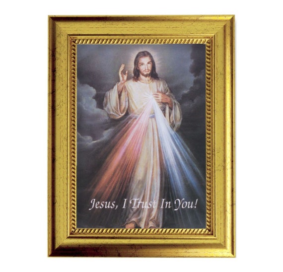 Catholic Jesus Divine Mercy Gold Framed Art 5 X 7 - Etsy
