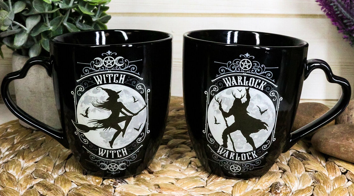 Witch and Pentagram Warlock Porcelain Mugs Set of 2 New - Etsy