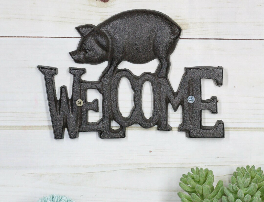 Pig Cast Iron Welcome Sign Rustic Country Farm Pig Welcome - Etsy