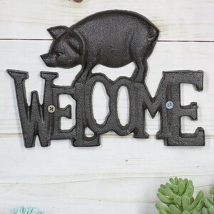 Pig Cast Iron Welcome Sign Rustic Country Farm Pig Welcome - Etsy