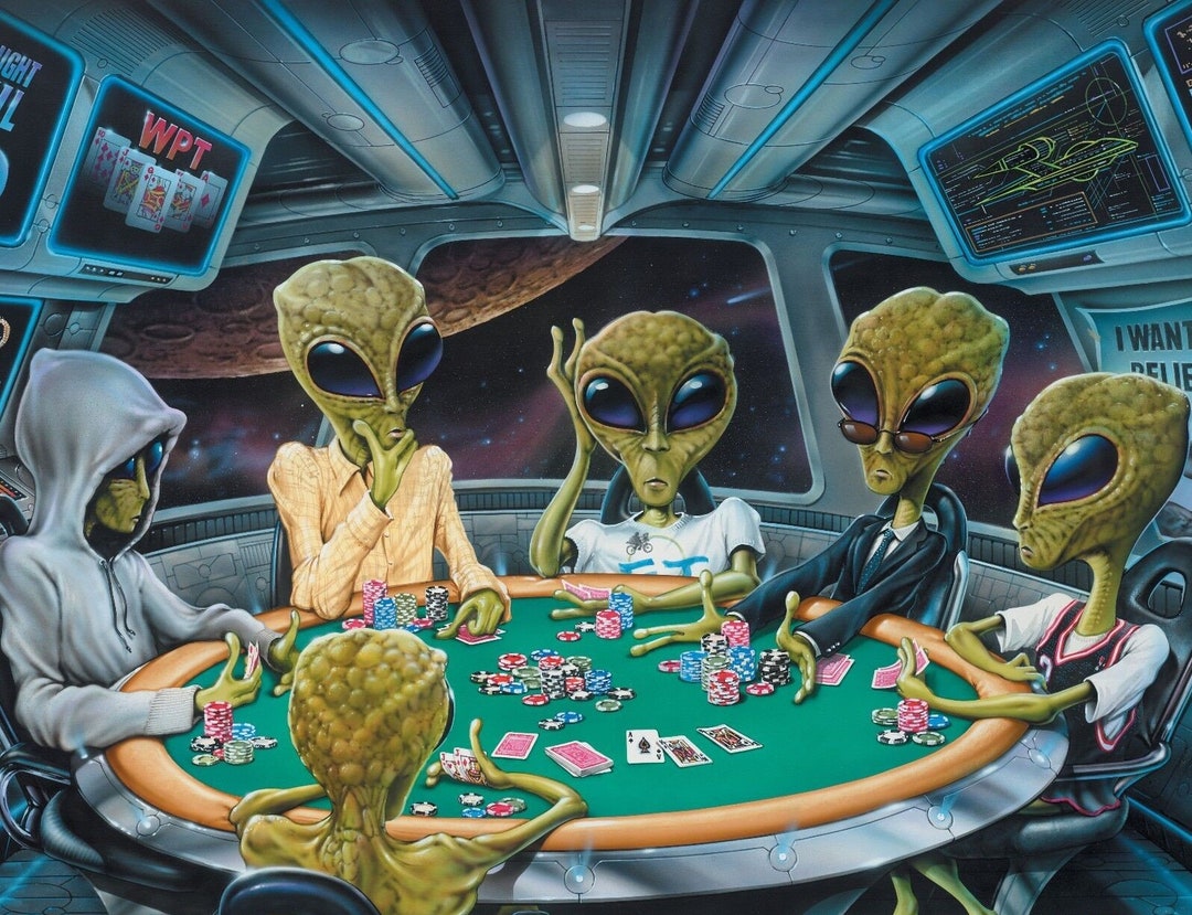 Alien Stud Poker Players Poster Framing Print Fantasy Gifts Wall Decor ...