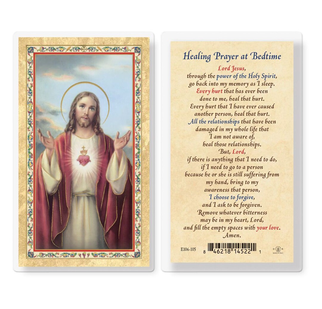 Healing Prayer Card at Bedtime Hot Gold Stamped Set of 25 Catholic ...