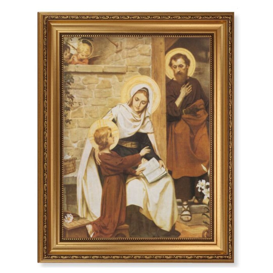 Holy Family in Nazareth Textured Art With 15 1/2 X 19 1/2 Antique Gold ...
