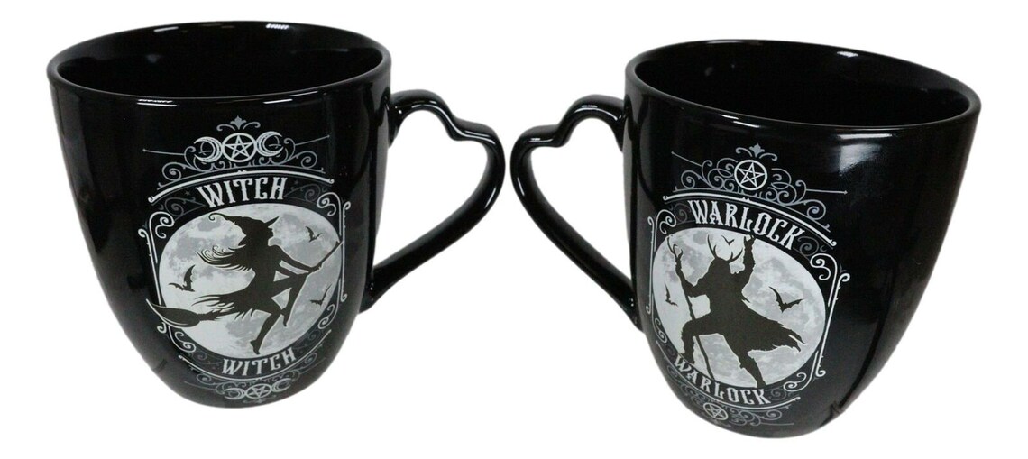 Witch and Pentagram Warlock Porcelain Mugs Set of 2 New - Etsy