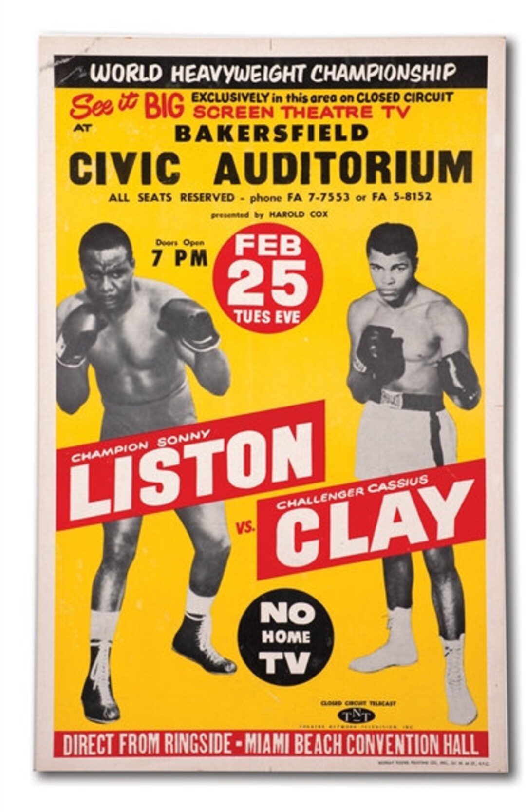 Vintage Boxing Liston Vs Clay Ad Reproduction Poster Framing Print ...