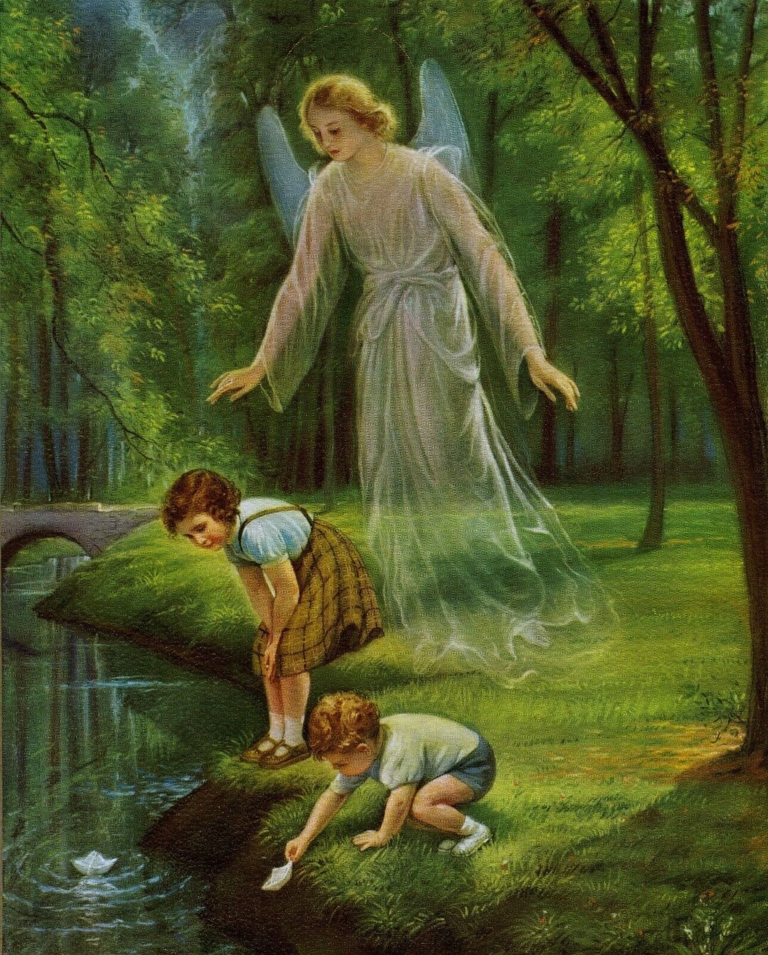 Guardian Angel W/ Children Framing Print Religious Gifts Catholic Room ...