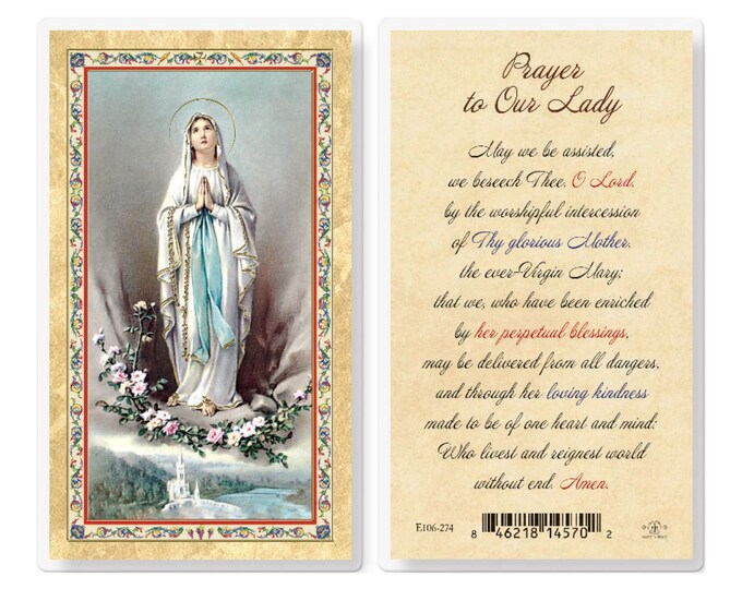Our Lady of Lourdes Prayer Cards Hot Gold Stamped Laminated - Etsy