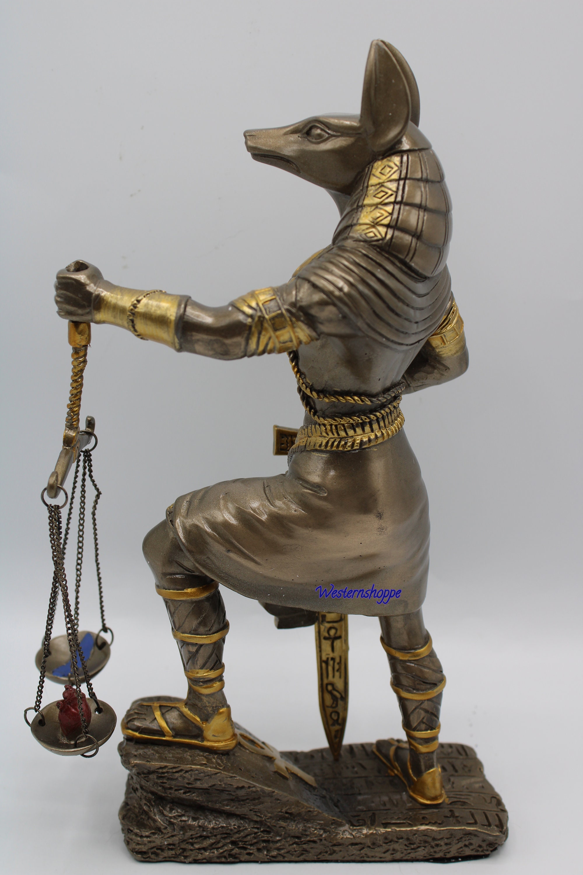 Egyptian jackal Anubis with Scales of Justice Statue Bronze | Etsy