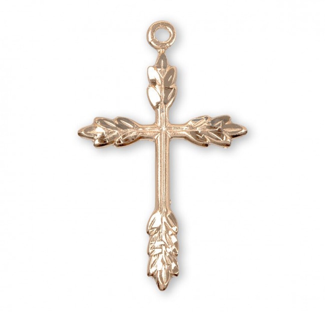 Christian Wheat Design Cross Gold Over Sterling Silver Religious Gifts ...