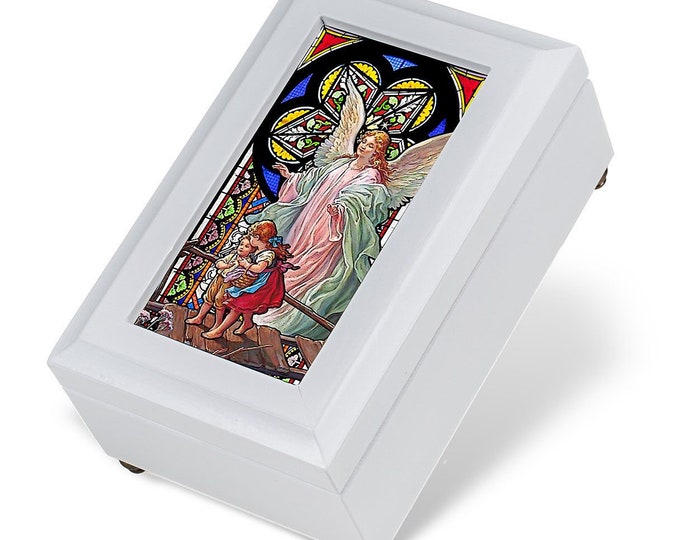 Guardian Angel Music Box-stained Glass Trinket Box Plays Ave Maria ...
