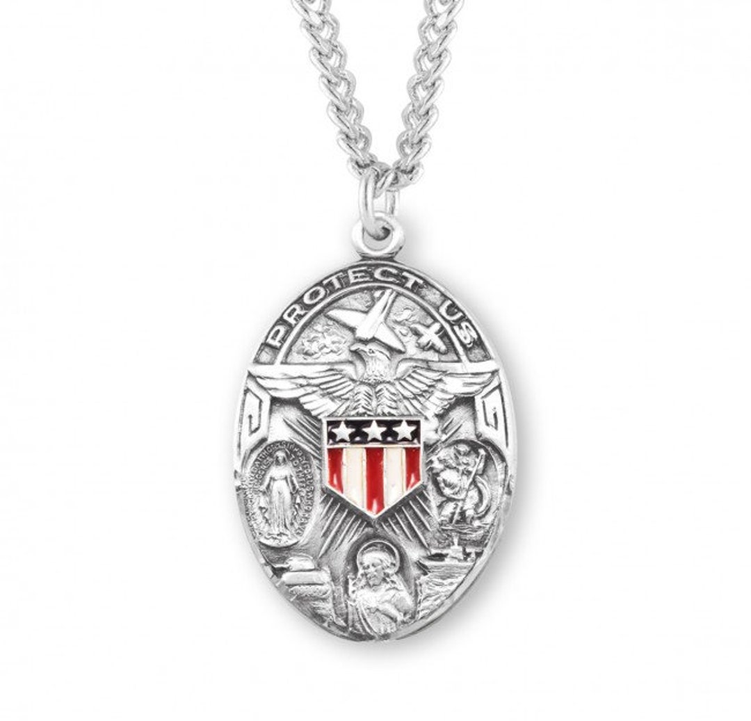 Military Enameled Combination Medal Jesus Mary and Saint - Etsy