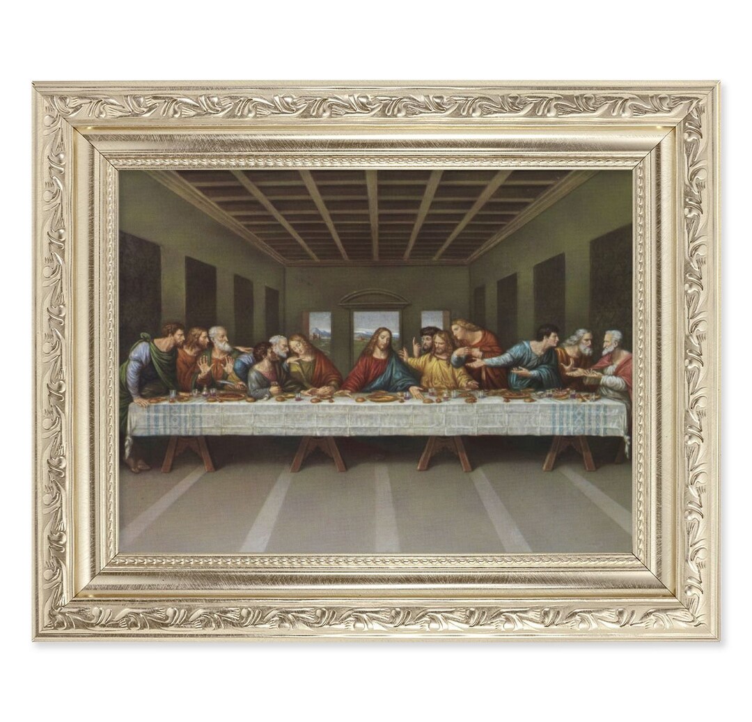 The Last Supper Print Antique Silver Finished Frame With Acanthus-leaf ...