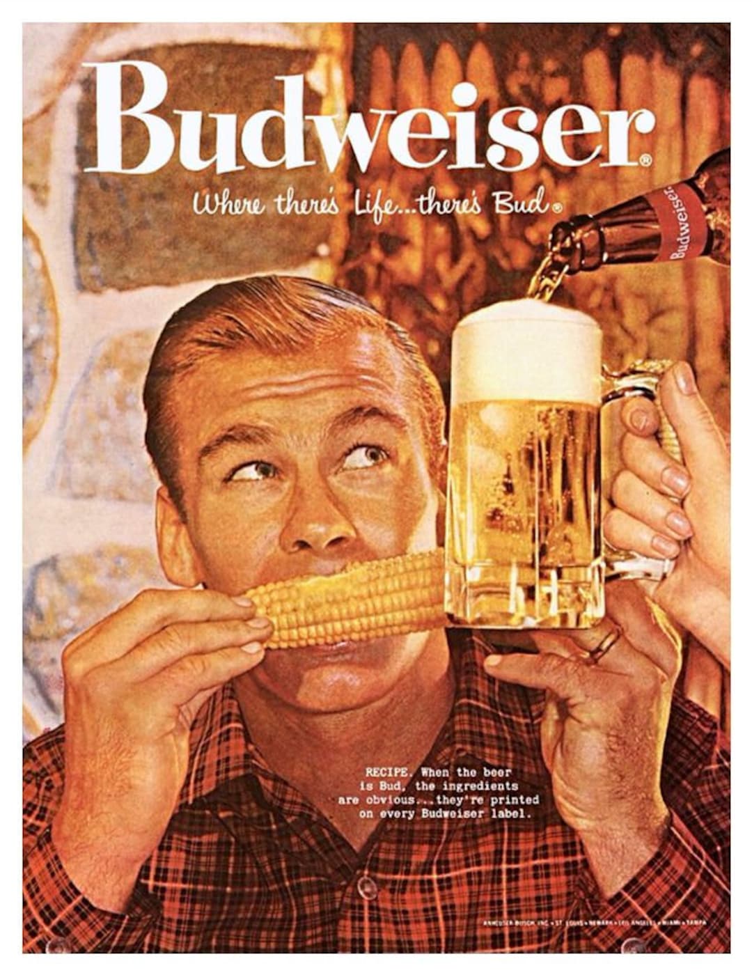 Vintage Budweiser Beer Reproduction Framing Print Vintage Advertising ...