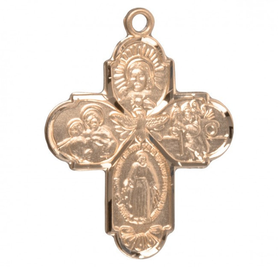 4 Way Medal Gold Over Silver Double Sided Hand Made Catholic Gifts - Etsy