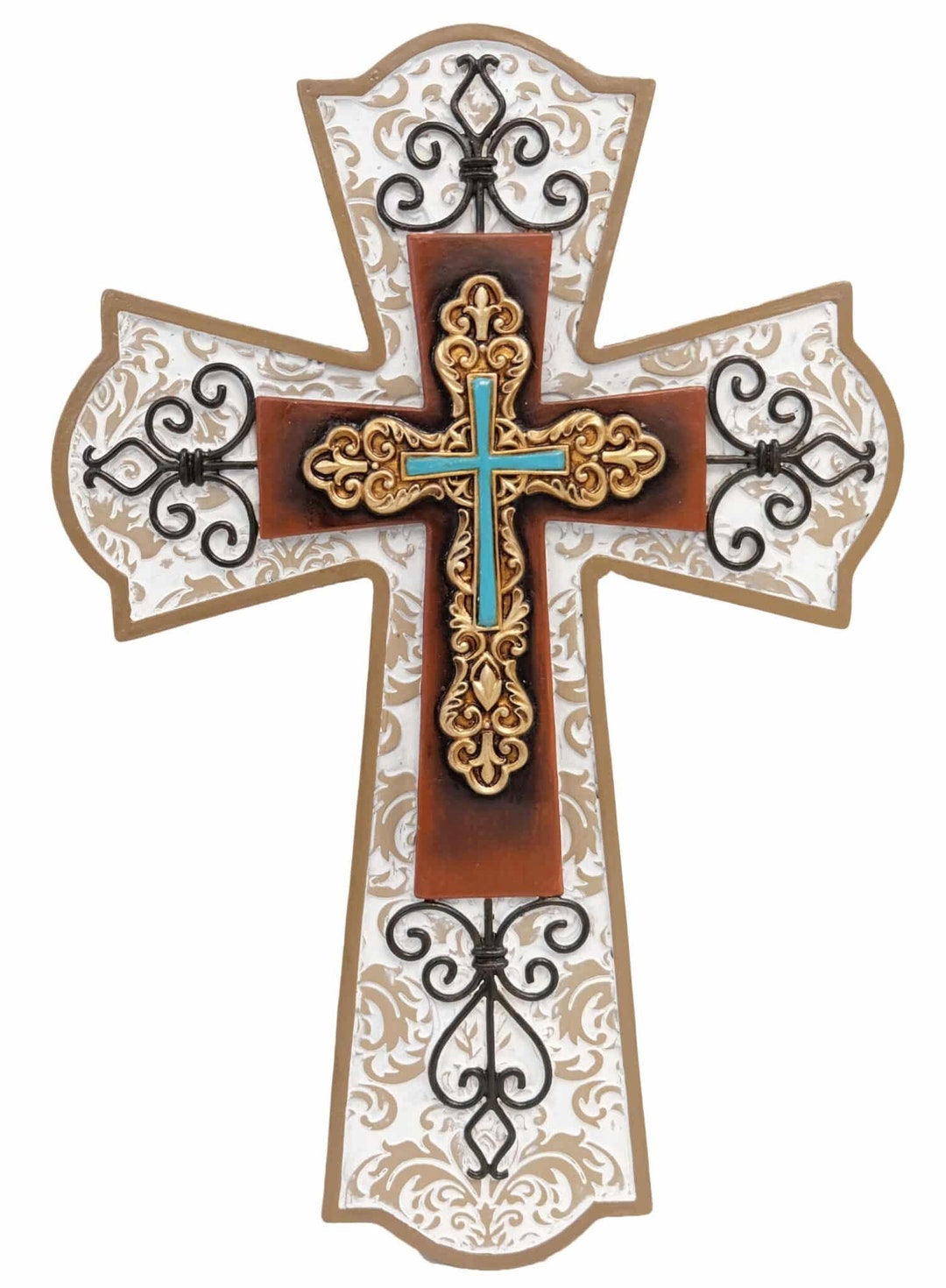 Wall Cross on Cross Beautiful Piece Hand Painted New - Etsy