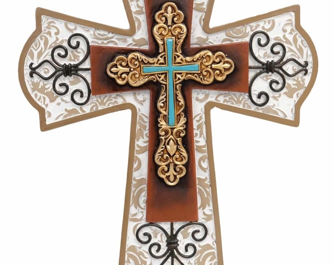 Wall Cross on Cross Beautiful Piece Hand Painted New - Etsy