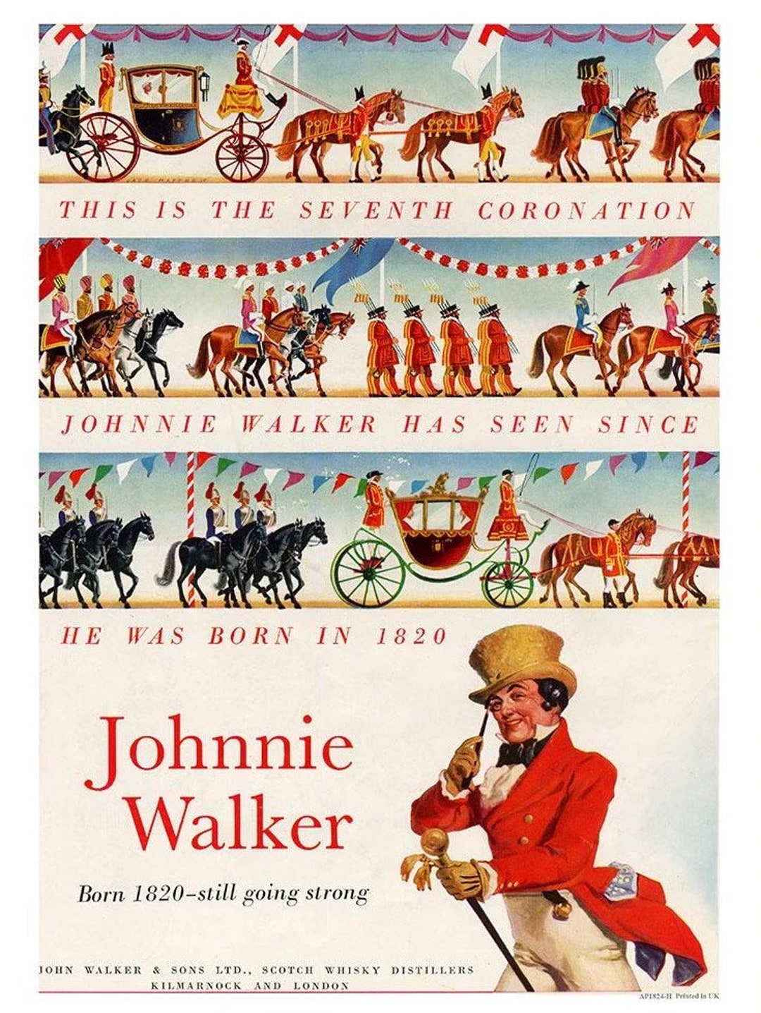 Vintage Johnny Walker Reproduction Framing Print Vintage Advertising ...