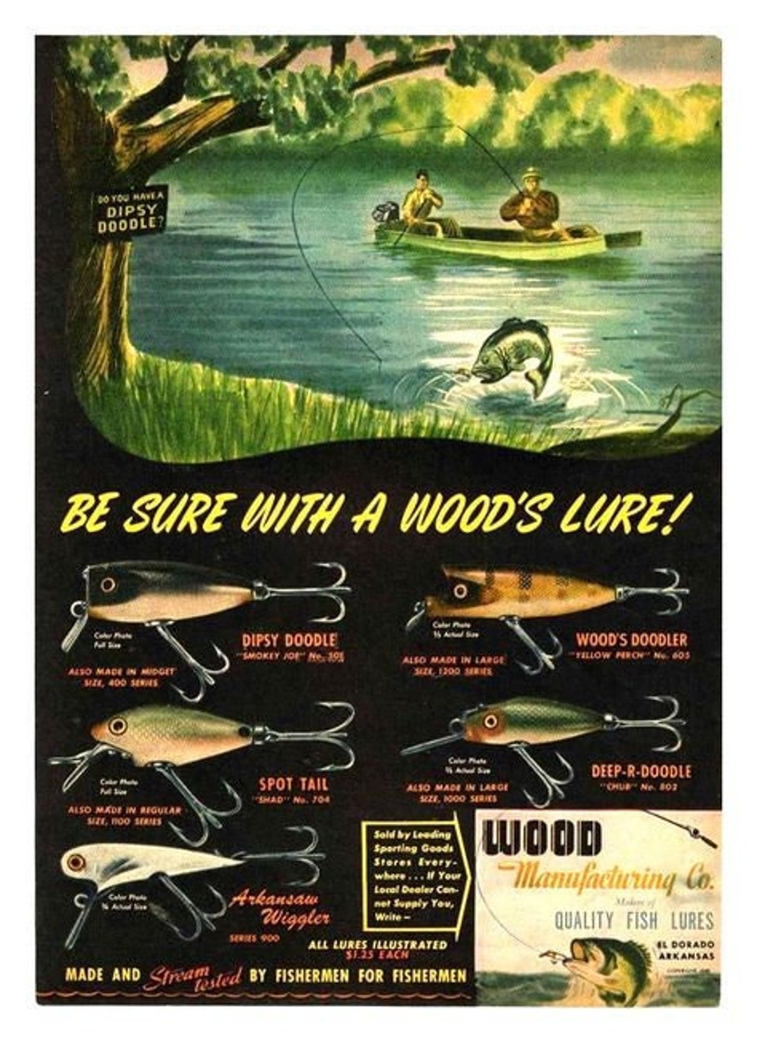 Vintage Fishing Lure Ad Reproduction Framing Print Vintage Advertising ...