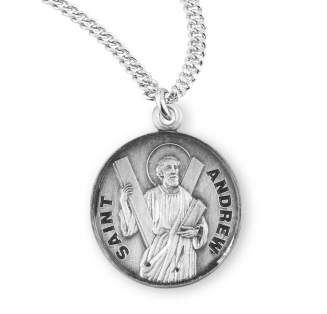 Saint Andrew Medal Round Sterling Silver Medal Catholic Gifts - Etsy