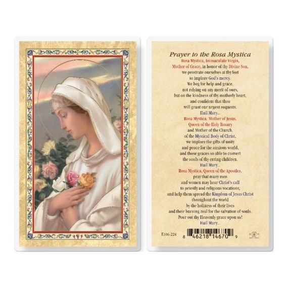 Catholic Rose Mystica Laminate Holy Card Hot Gold Stamped Set - Etsy