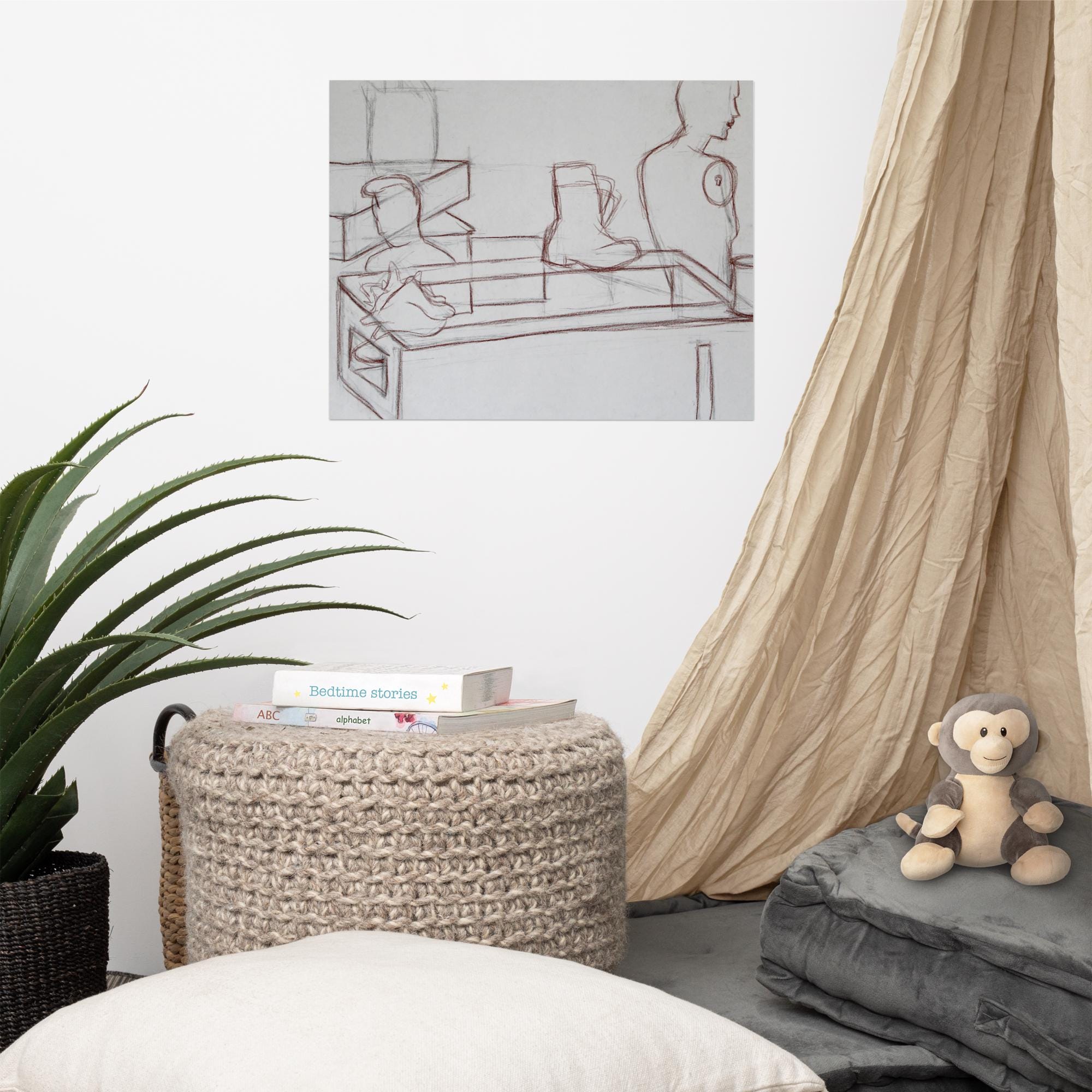 Conte Still Life Line Drawing Print - Etsy