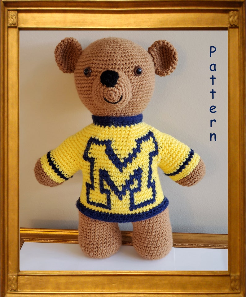 Crochet PATTERN University of Michigan Crocheted Bear Pattern ...