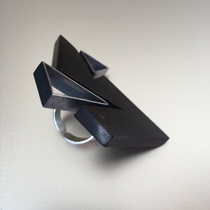 Modern Statement Ring, Contemporary Geometric Wooden Jewelry, Wearable ...
