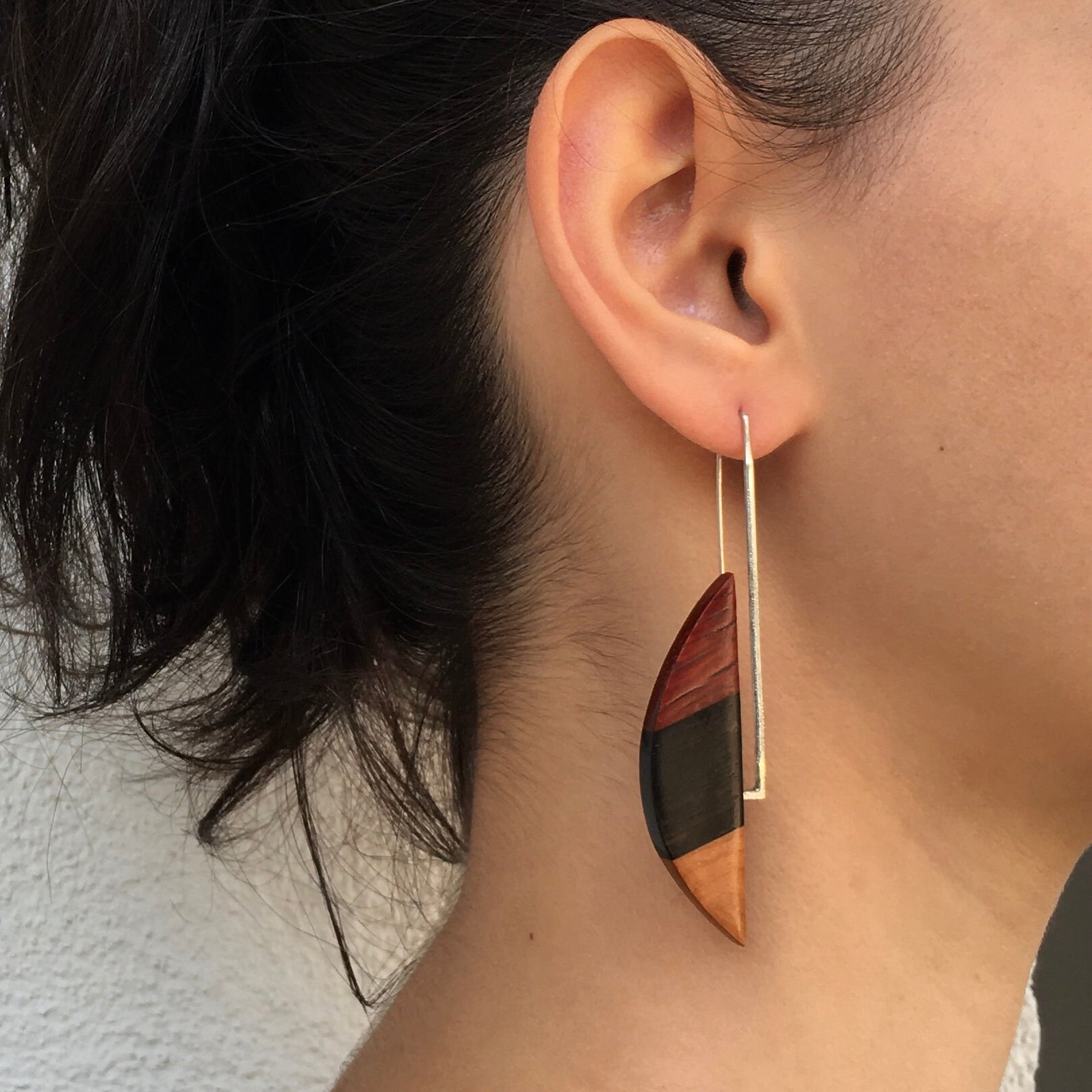 Modern Wood Earrings Contemporary Geometric Jewelry 5th - Etsy UK