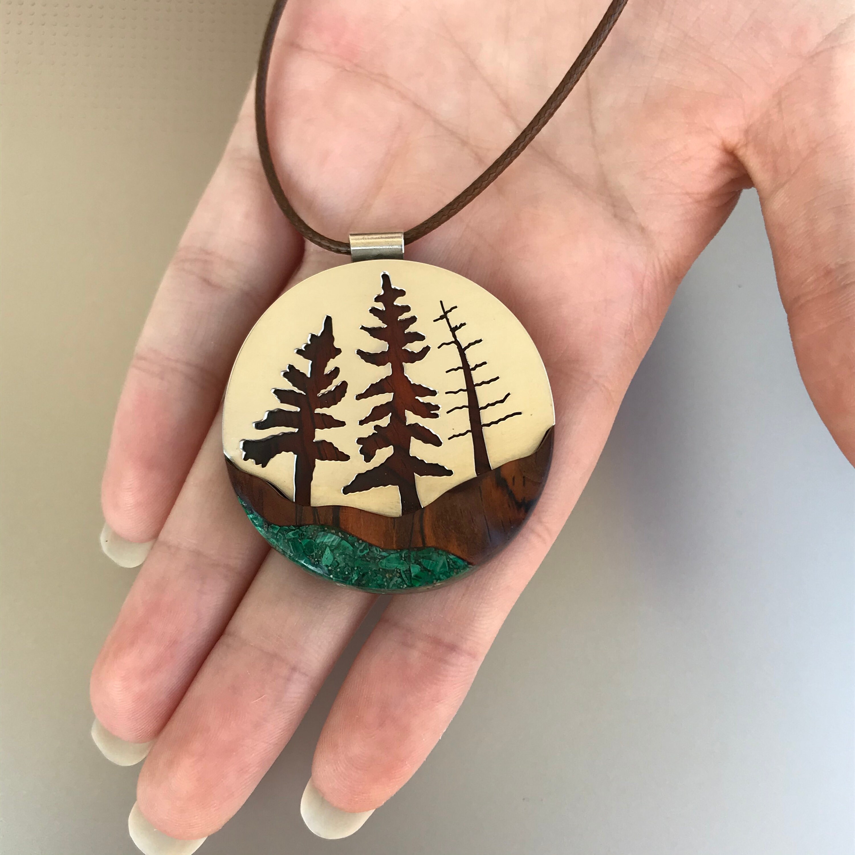 Forest Pendant, Landscape Tree Necklace, 5th Anniversary Gift, Sterling ...
