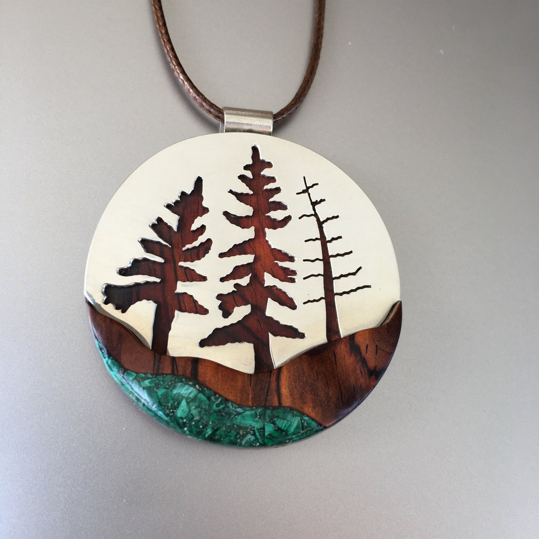 Forest Pendant, Landscape Tree Necklace, 5th Anniversary Gift, Sterling ...