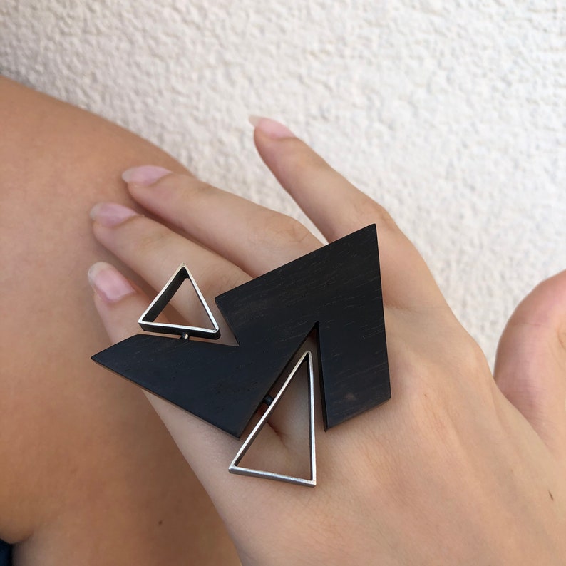 Modern Statement Ring Contemporary Geometric Wooden Jewelry - Etsy