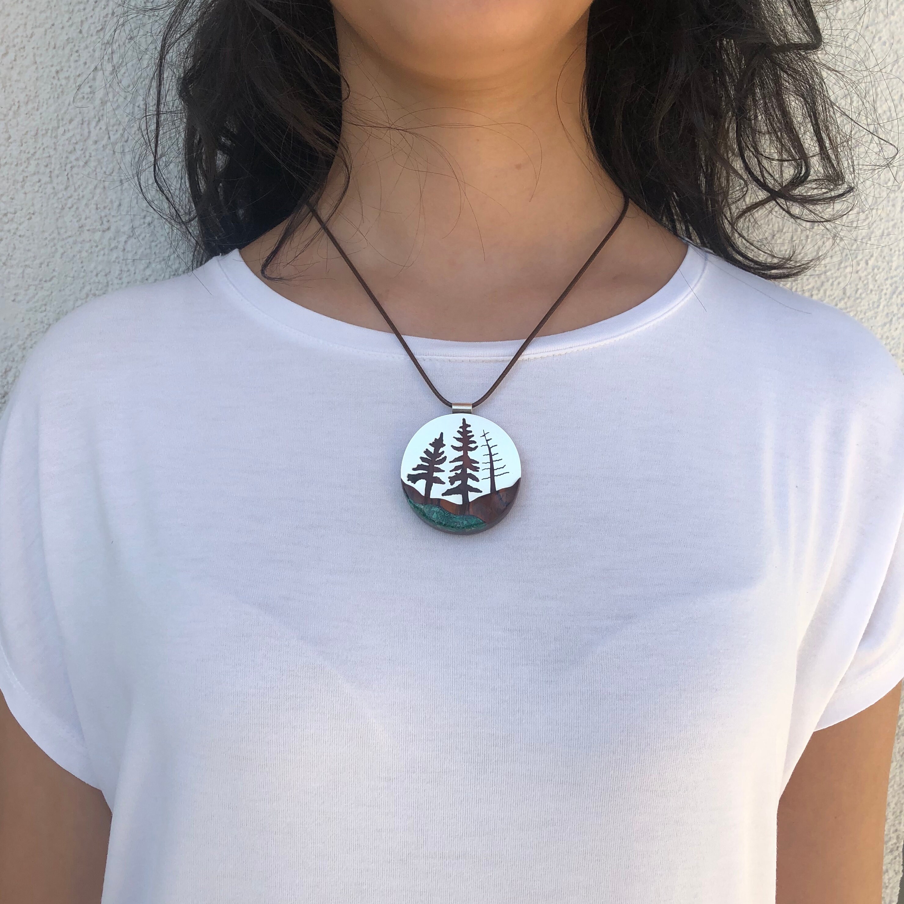 Forest Pendant Landscape Tree Necklace 5th Anniversary Gift - Etsy