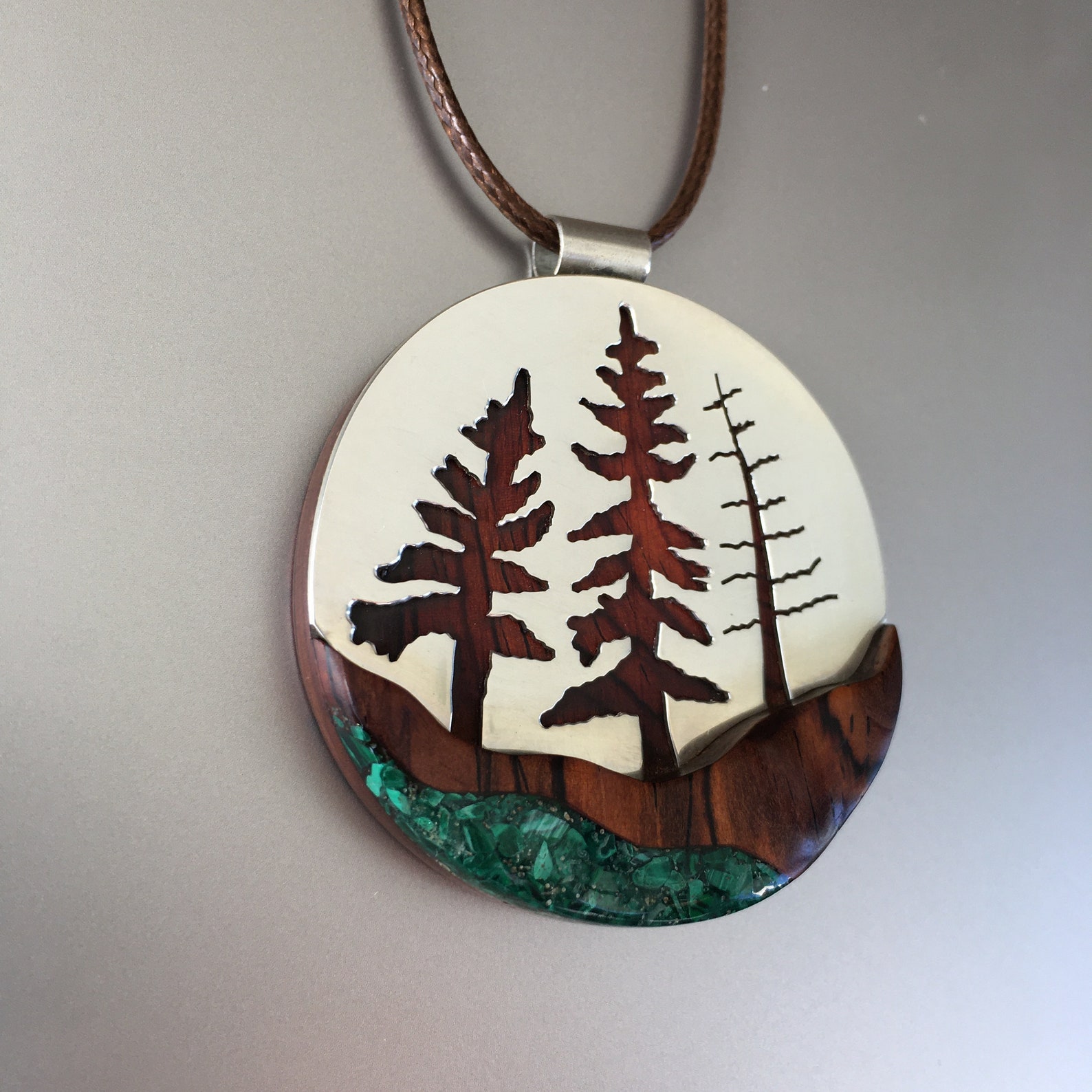 Forest Pendant Landscape Tree Necklace 5th Anniversary Gift - Etsy