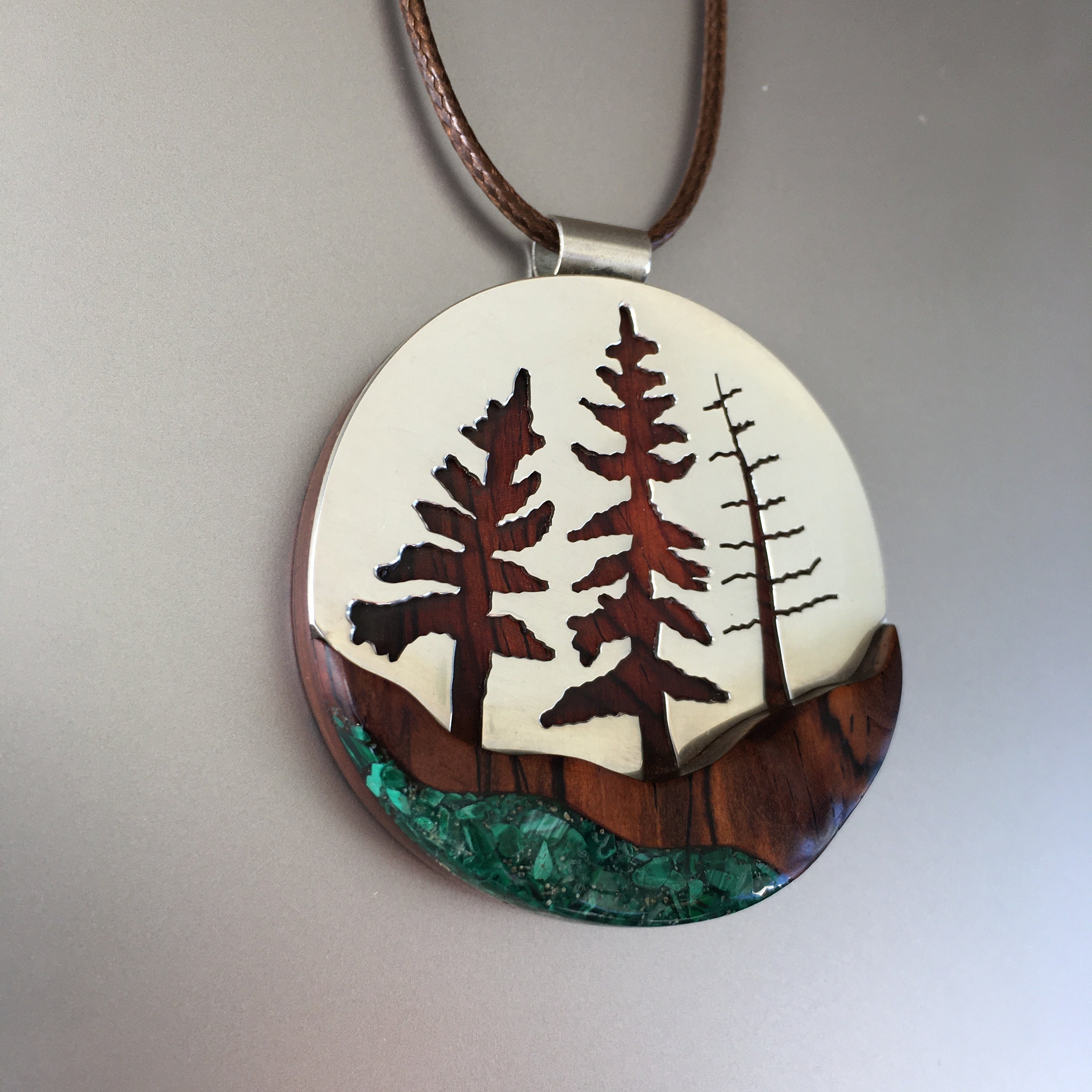 Forest Pendant Landscape Tree Necklace 5th Anniversary Gift - Etsy