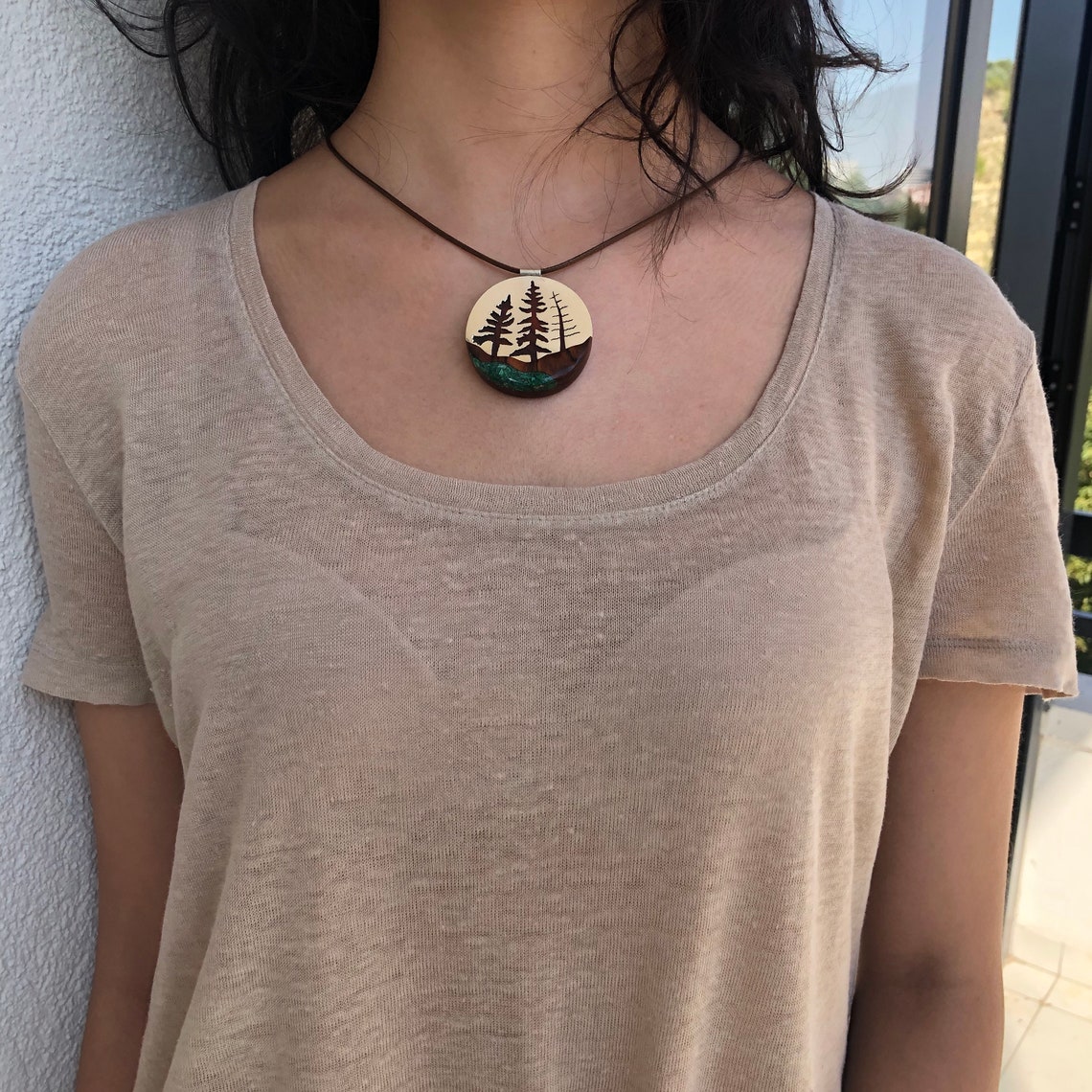 Forest Pendant Landscape Tree Necklace 5th Anniversary Gift - Etsy