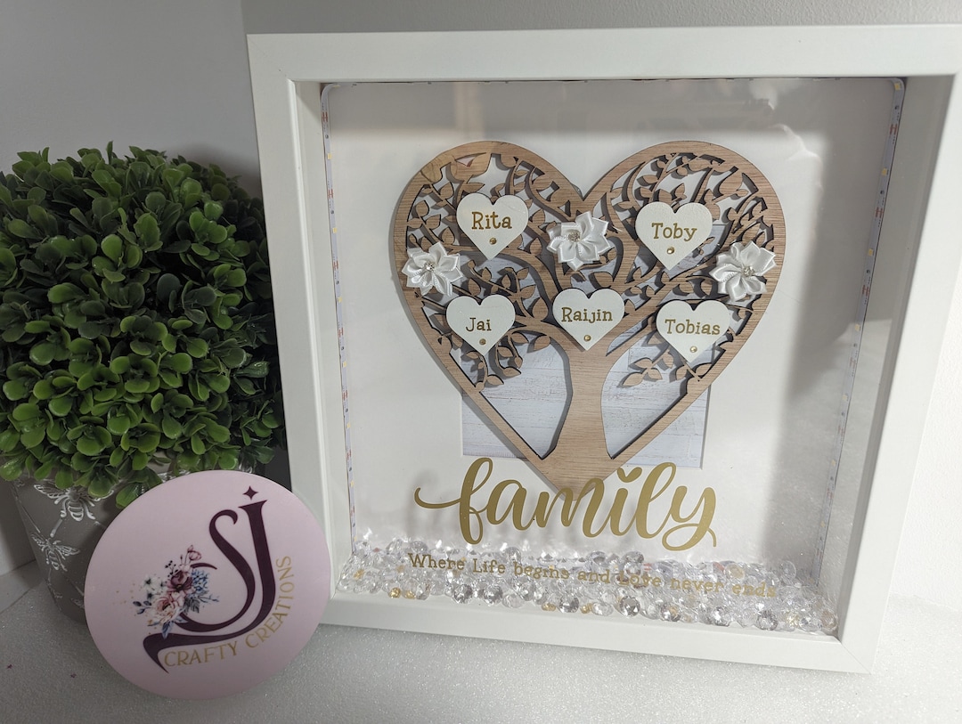 Personalised Box Frame, Family Heart Tree, Family, Gift Ideas, Frames ...