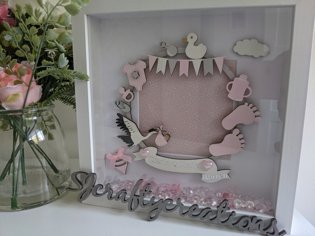 New Baby Box Frame With Lights Pink Scrabble Baby - Etsy