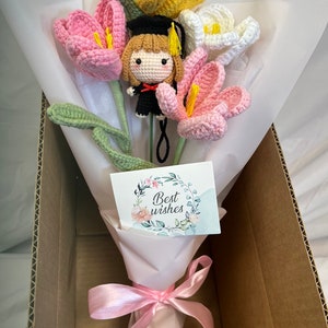 Crochet Graduation Bouquet,crochet Tulip Flower Bouquet,handmade ...