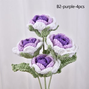 4/6pack Crochet Gradient Rose Flowers for Home Decor,handmade Knitted ...