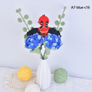 Crochet Deadpool Rose Flower Bouquet,handmade Crochet Ornament Flowers ...