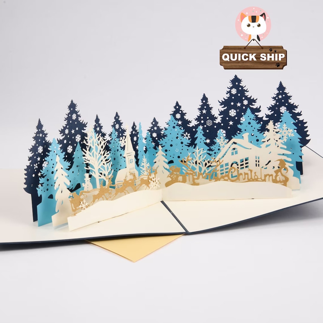Forest Tree House 3D Pop up Card,3d Christmas Card,greeting Card ...