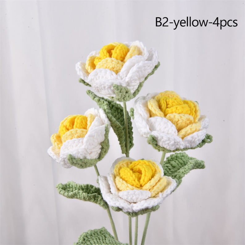 4/6pack Crochet Gradient Rose Flowers for Home Deco Handmade - Etsy