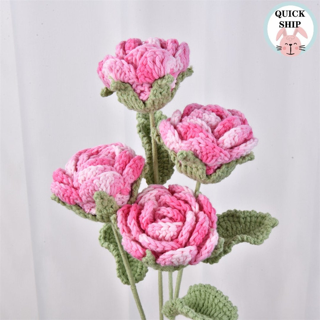 4/6pack Crochet Mixed Rose Flowers for Home Decor,wedding Bouquet ...